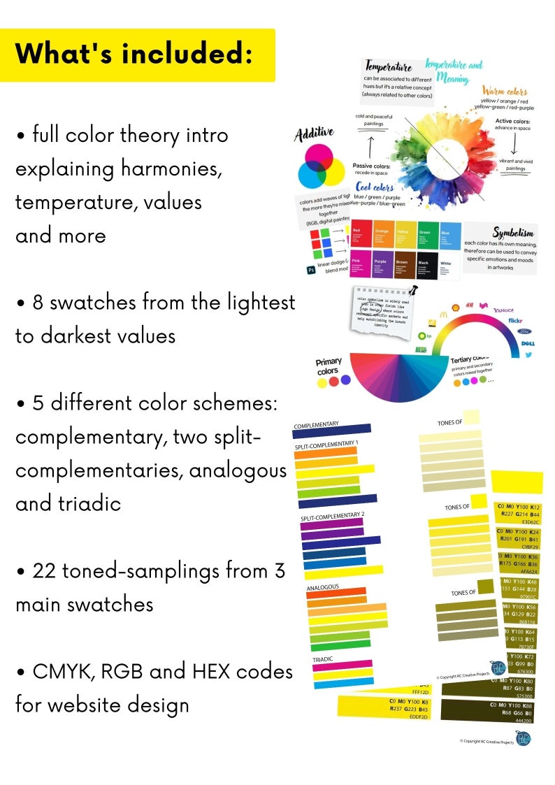 816 Color Codes & Color Theory PDF Guide, Harmonies and Palettes ...