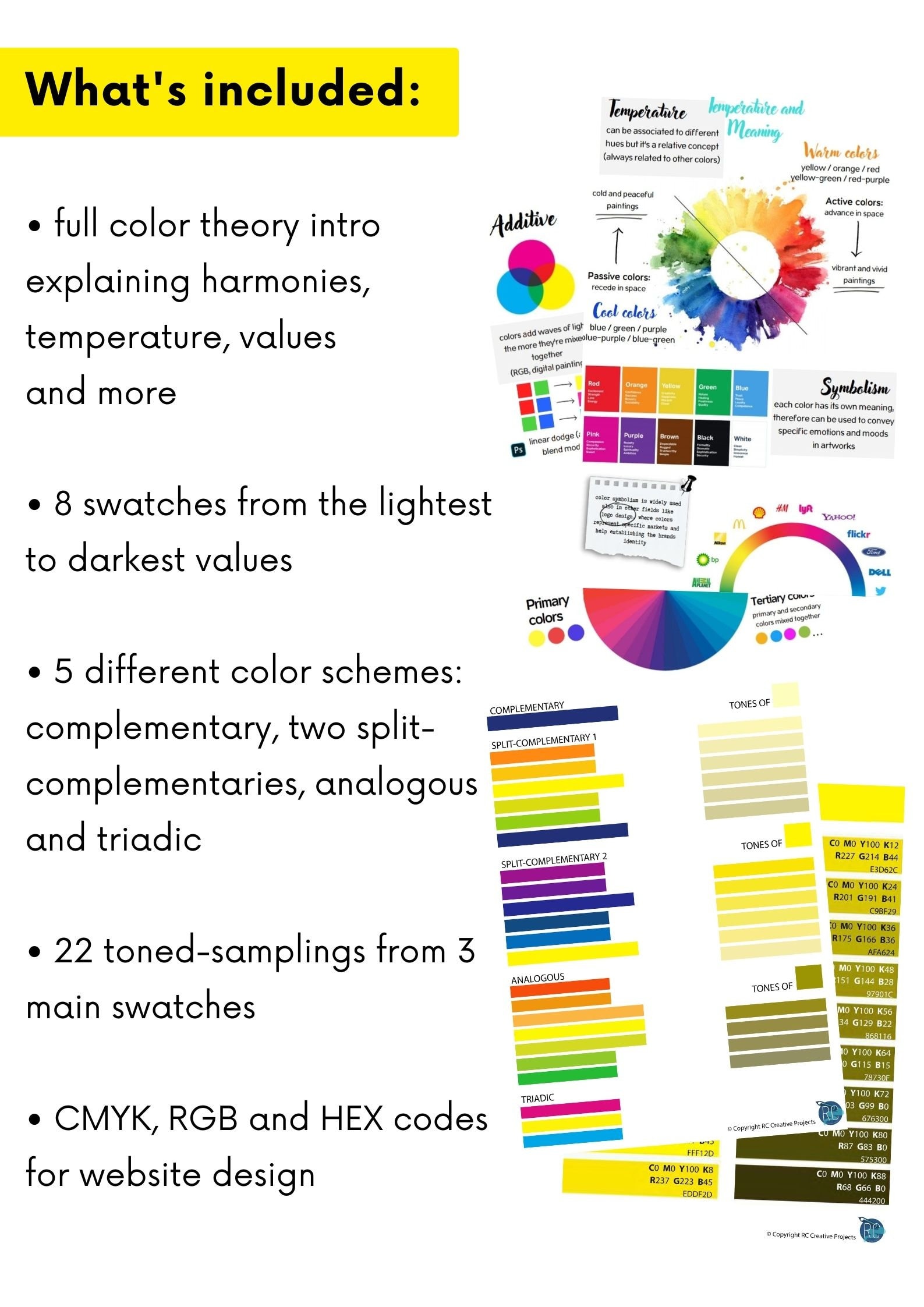 816 Color Codes & Color Theory PDF Guide, Harmonies and Palettes ...