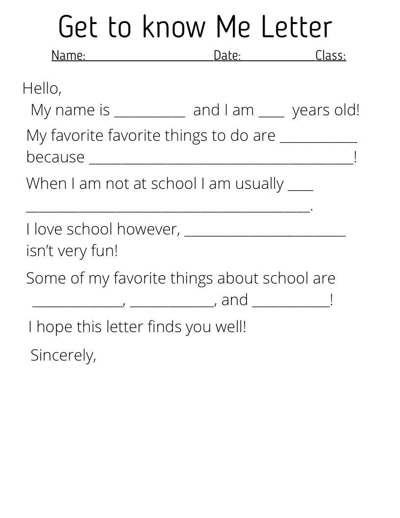 Get to Know Me Letter, Grade School, Template - Etsy