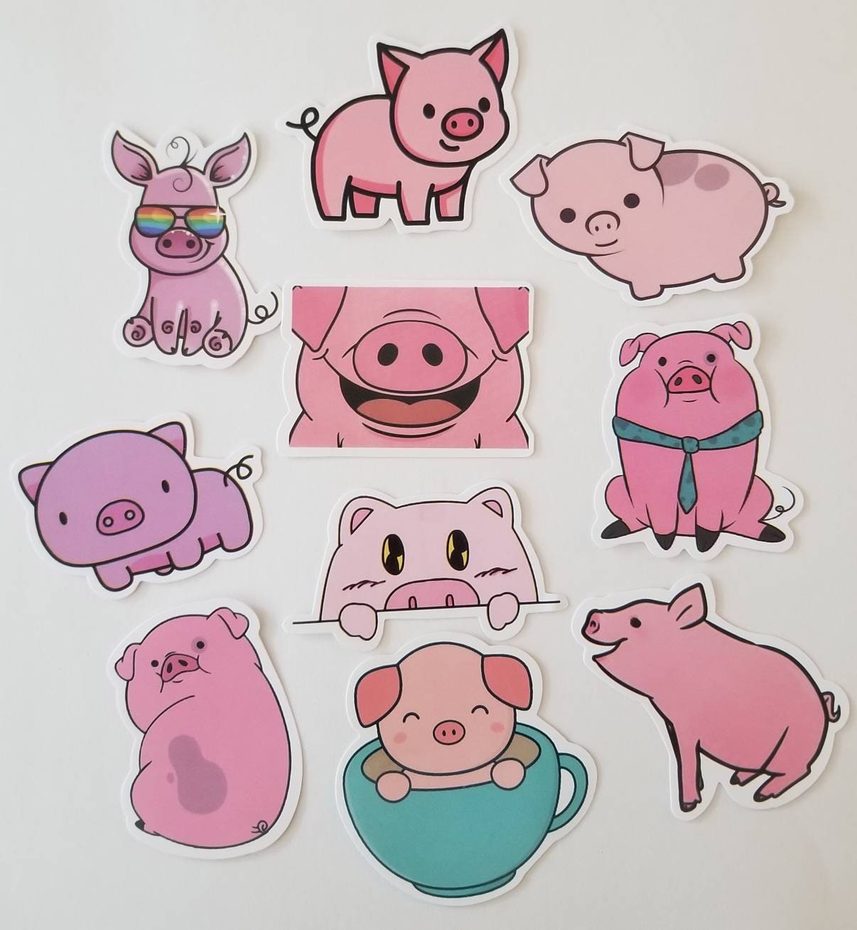 Cartoon Pig Stickers 10 Pack - Etsy