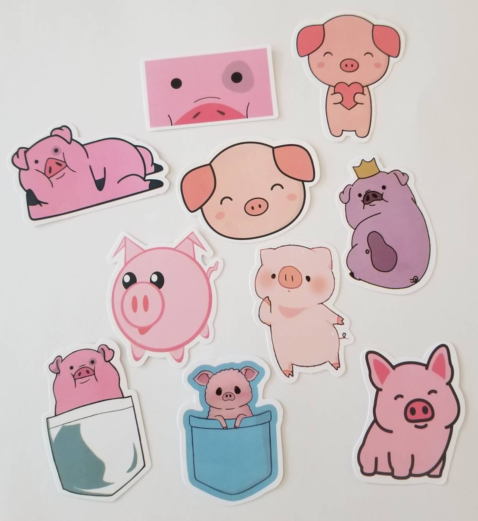Cartoon Pig Stickers 10 Pack - Etsy