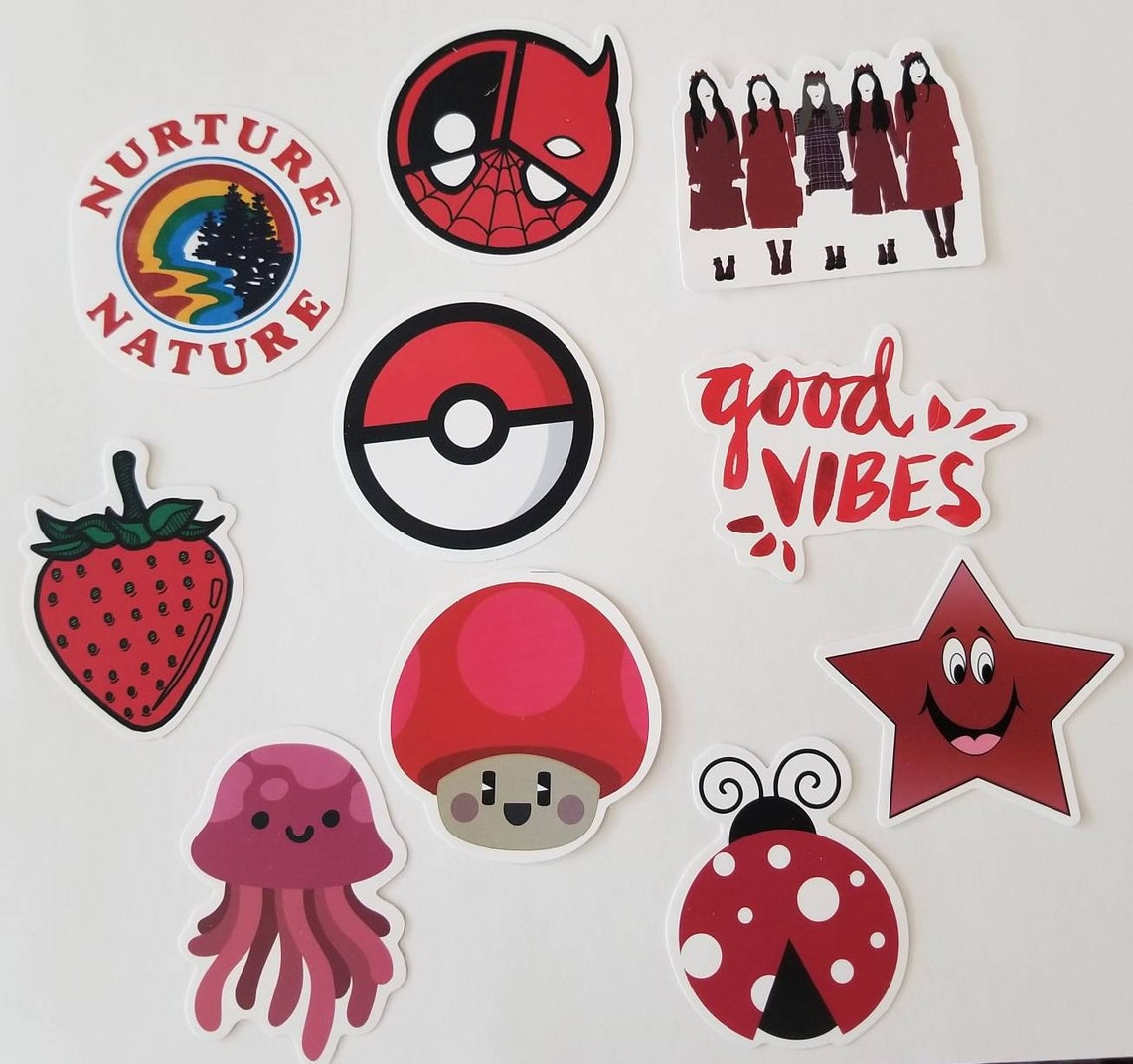 Red Aesthetic Stickers Pack of 10 - Etsy