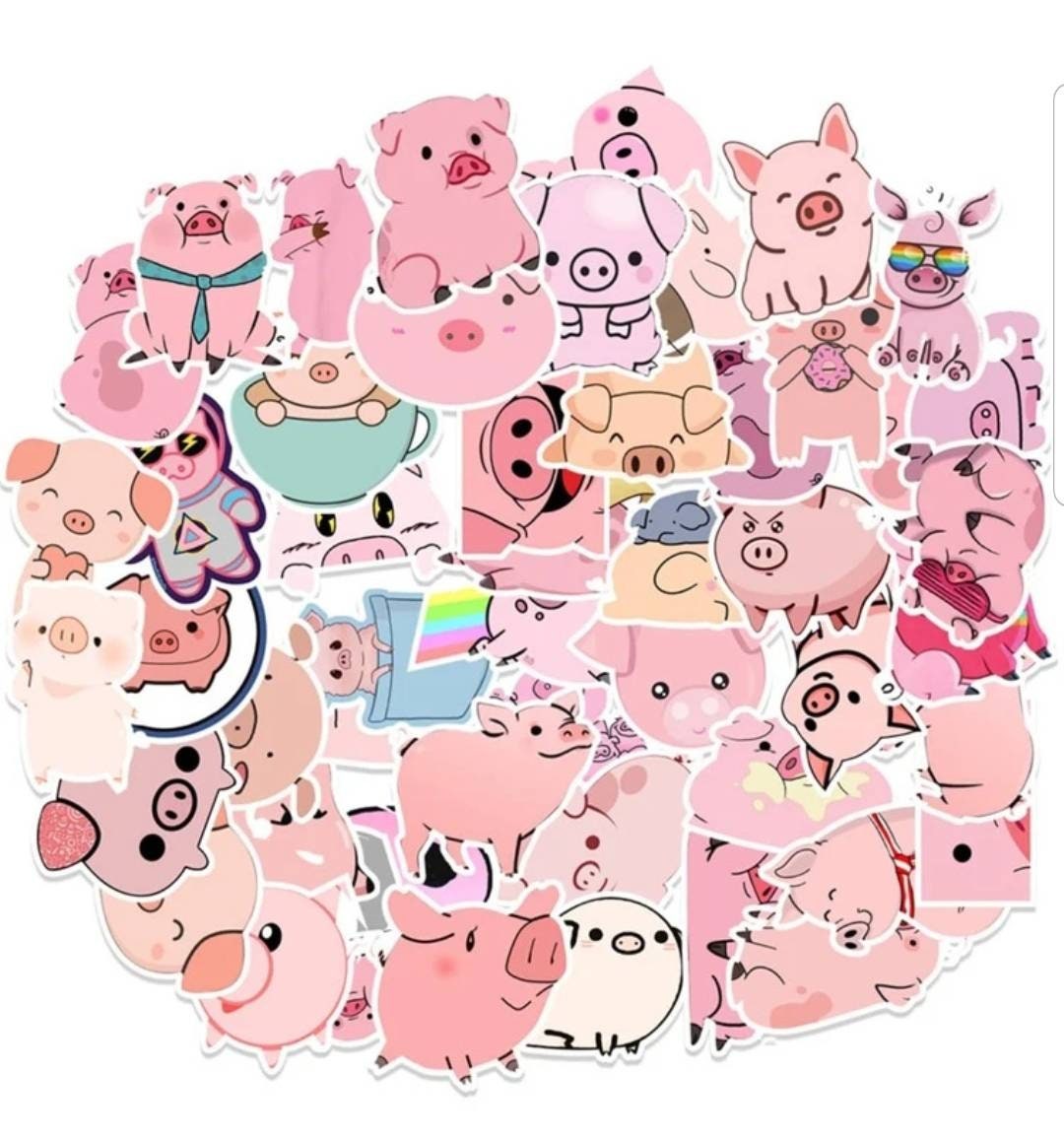 Cartoon Pig Stickers 10 Pack - Etsy