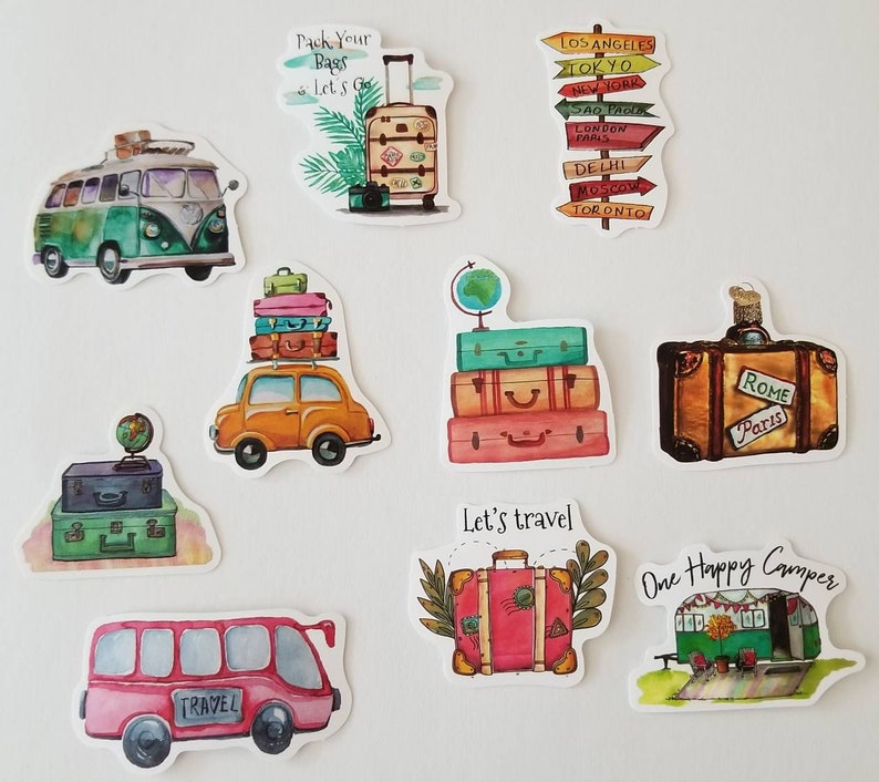 Vintage Travel Stickers 10 Pack - Etsy