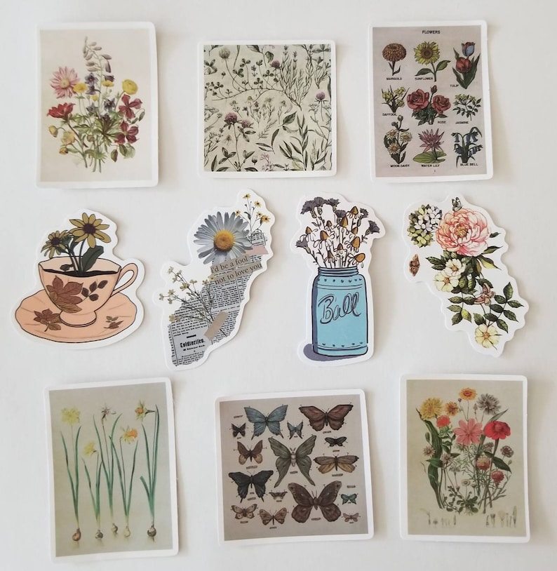 Vintage Style Cottagecore Stickers Pack of 10 - Etsy
