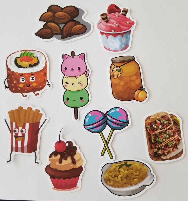 Cartoon Food Stickers 10 Pack - Etsy