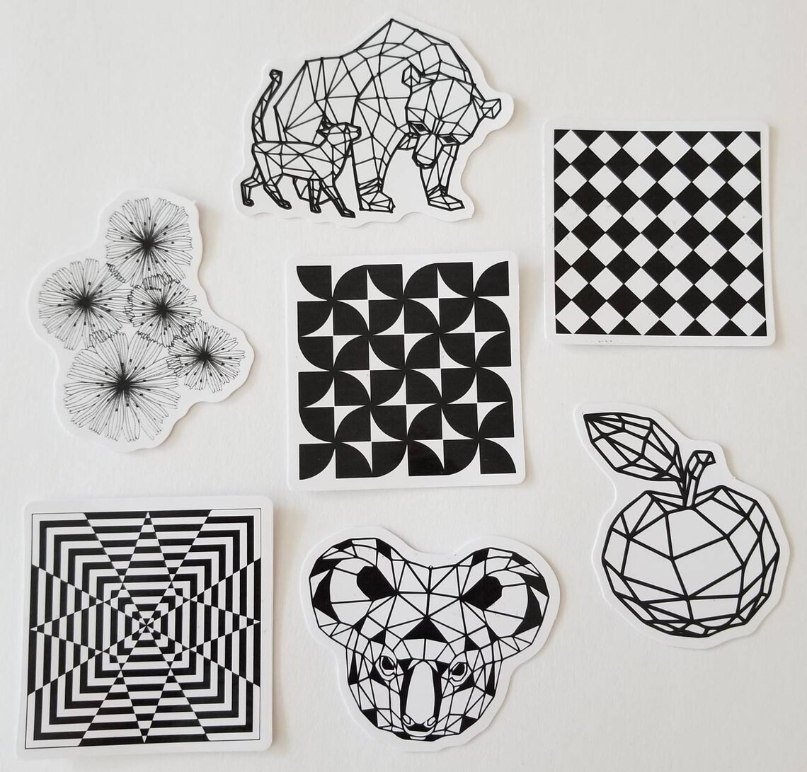 Black & White Geometric Pattern Stickers 10 Pack - Etsy