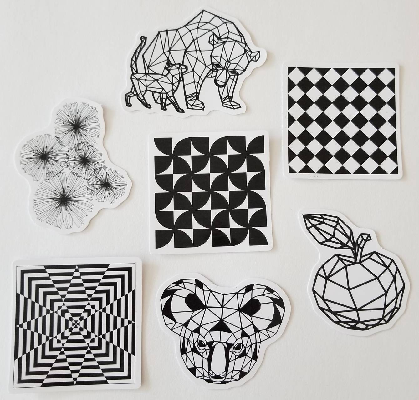 Black & White Geometric Pattern Stickers 10 Pack - Etsy