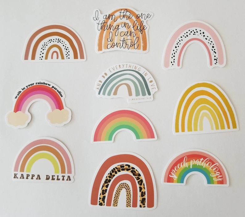 Rainbow Aesthetic Stickers 10 Pack - Etsy