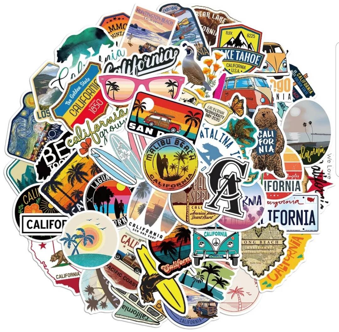California Beach Stickers Pack of 10 - Etsy