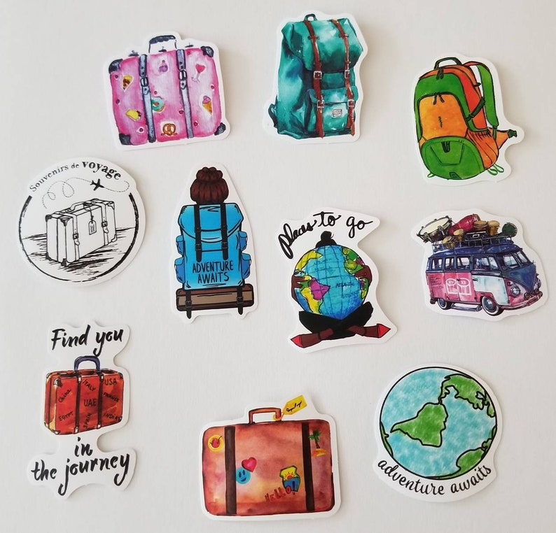 Vintage Travel Stickers 10 Pack - Etsy