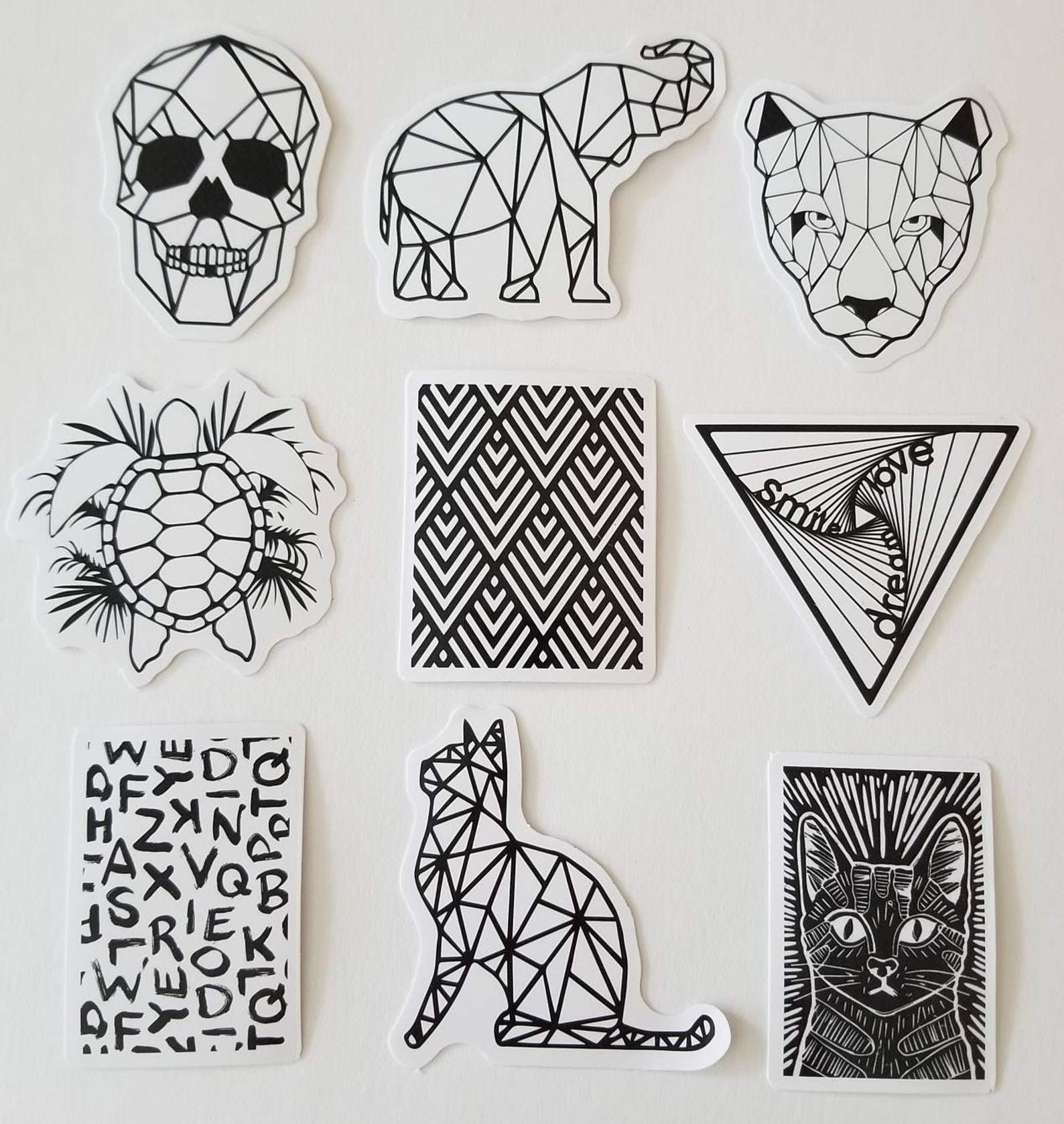 Black & White Geometric Pattern Stickers 10 Pack - Etsy