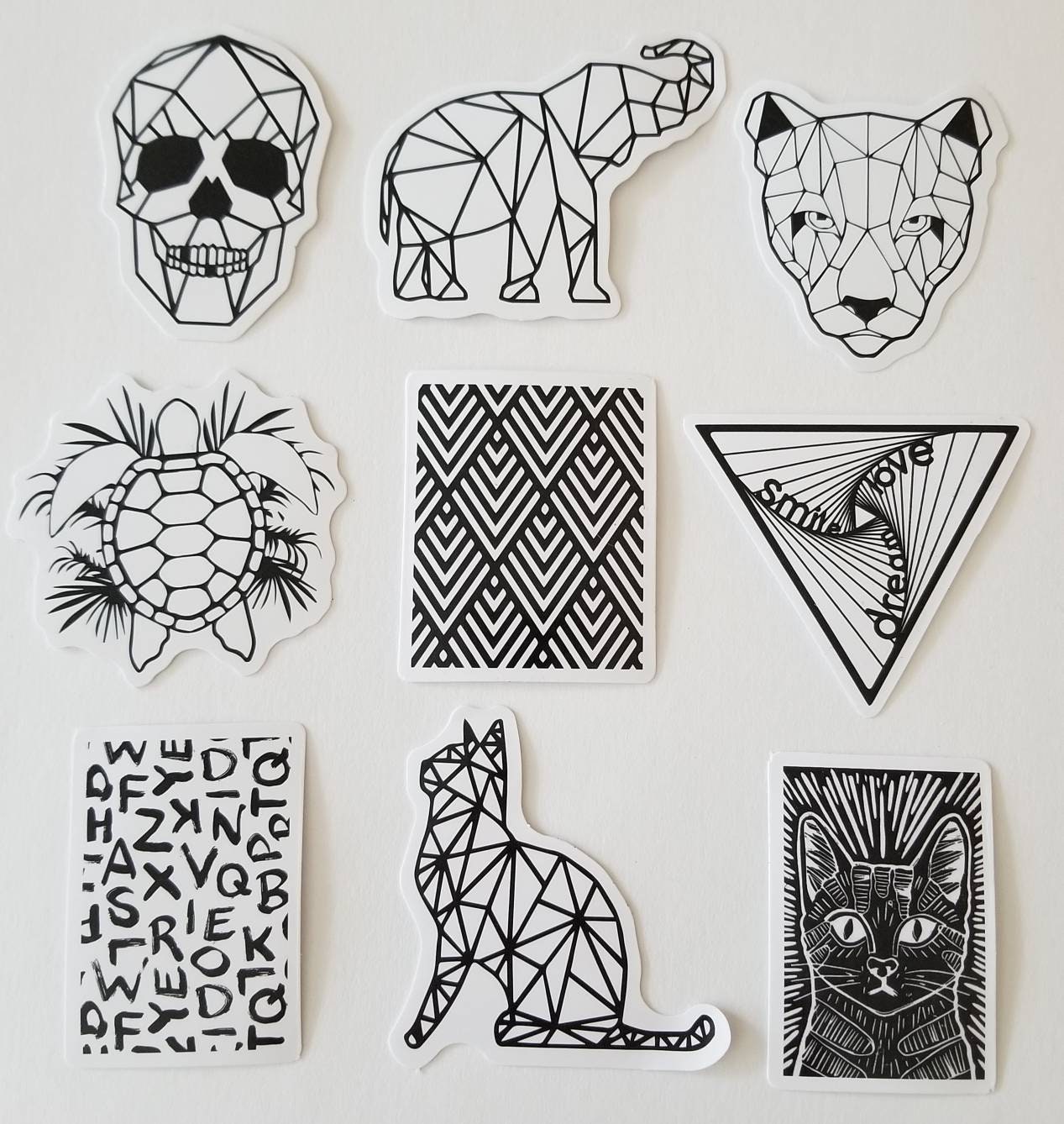 Black & White Geometric Pattern Stickers 10 Pack - Etsy