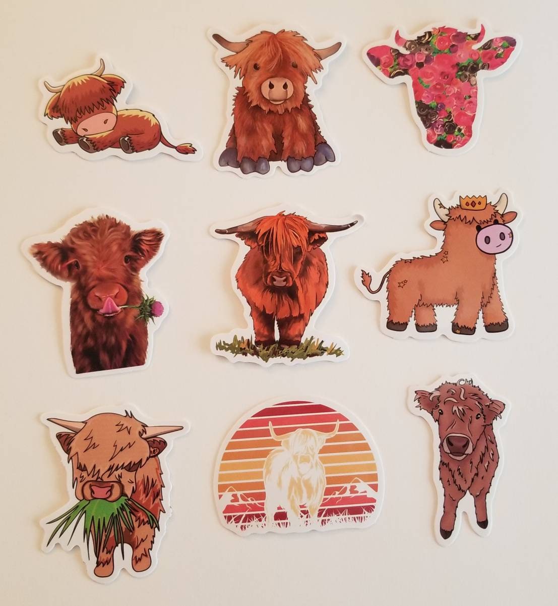 Highland Cow Stickers Pack of 10 - Etsy