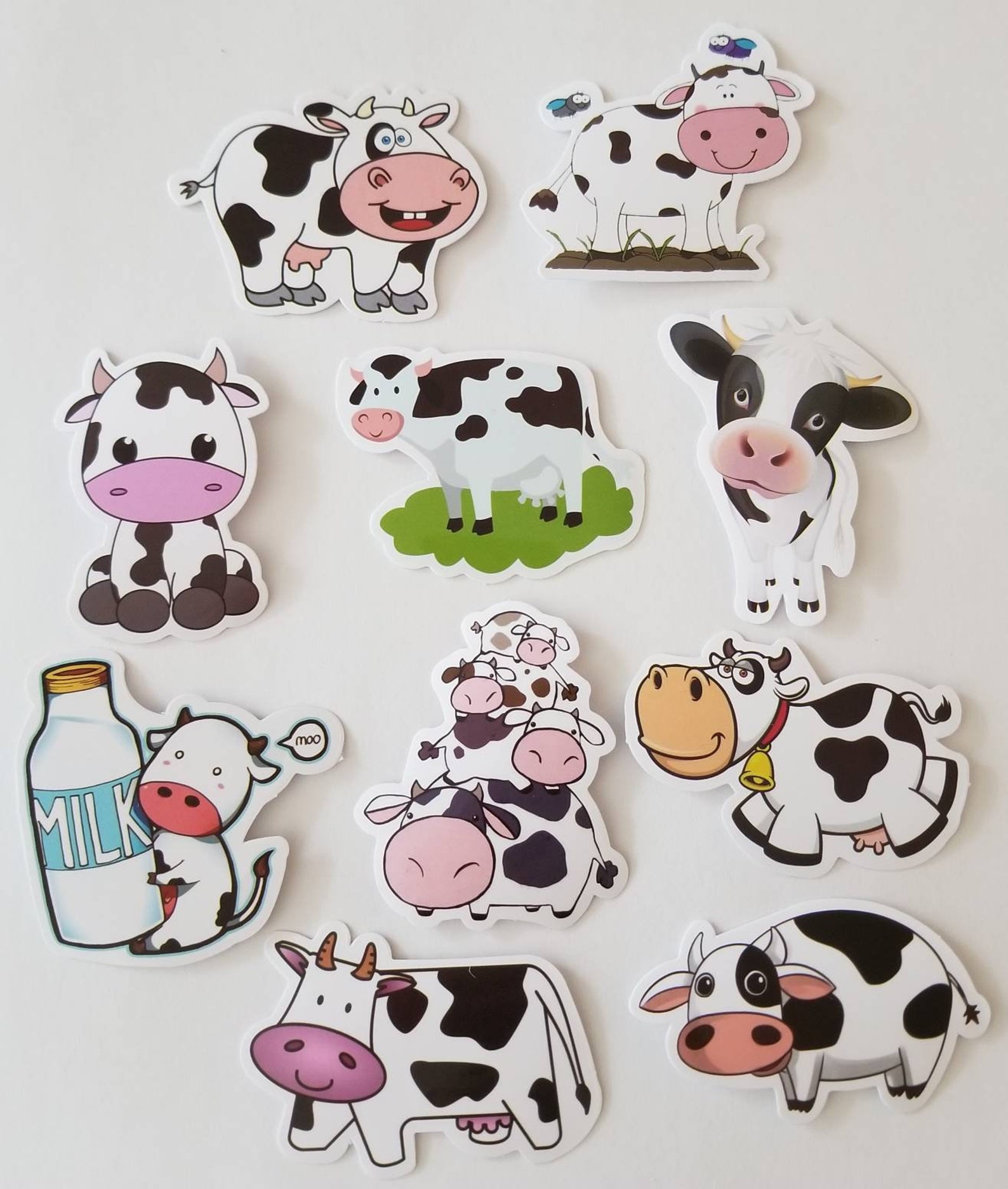 Cartoon Cow Stickers 10 Pack - Etsy