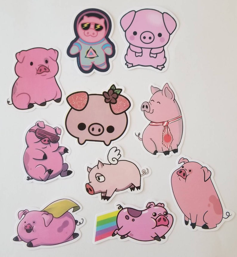 Cartoon Pig Stickers 10 Pack - Etsy