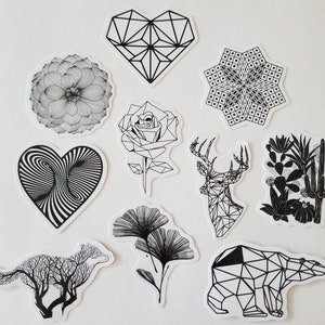 Black & White Geometric Pattern Stickers 10 Pack - Etsy
