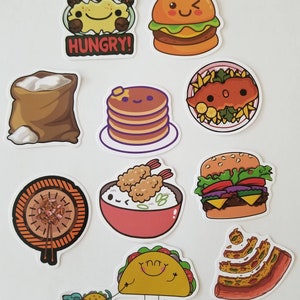 Cartoon Food Stickers 10 Pack - Etsy
