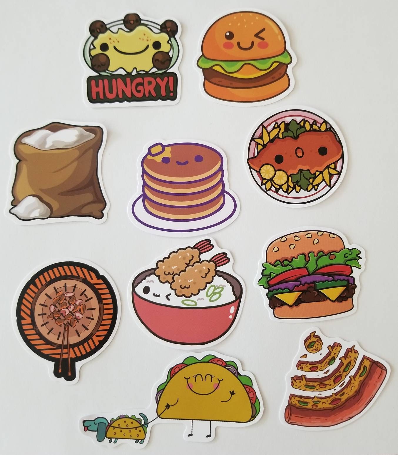 Cartoon Food Stickers 10 Pack - Etsy