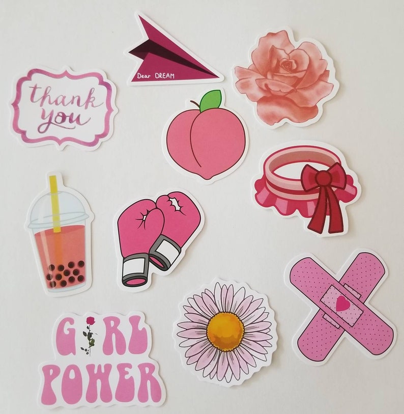 Pink Aesthetic Stickers 10 Pack - Etsy