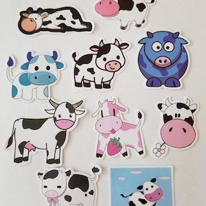 Cartoon Cow Stickers 10 Pack - Etsy