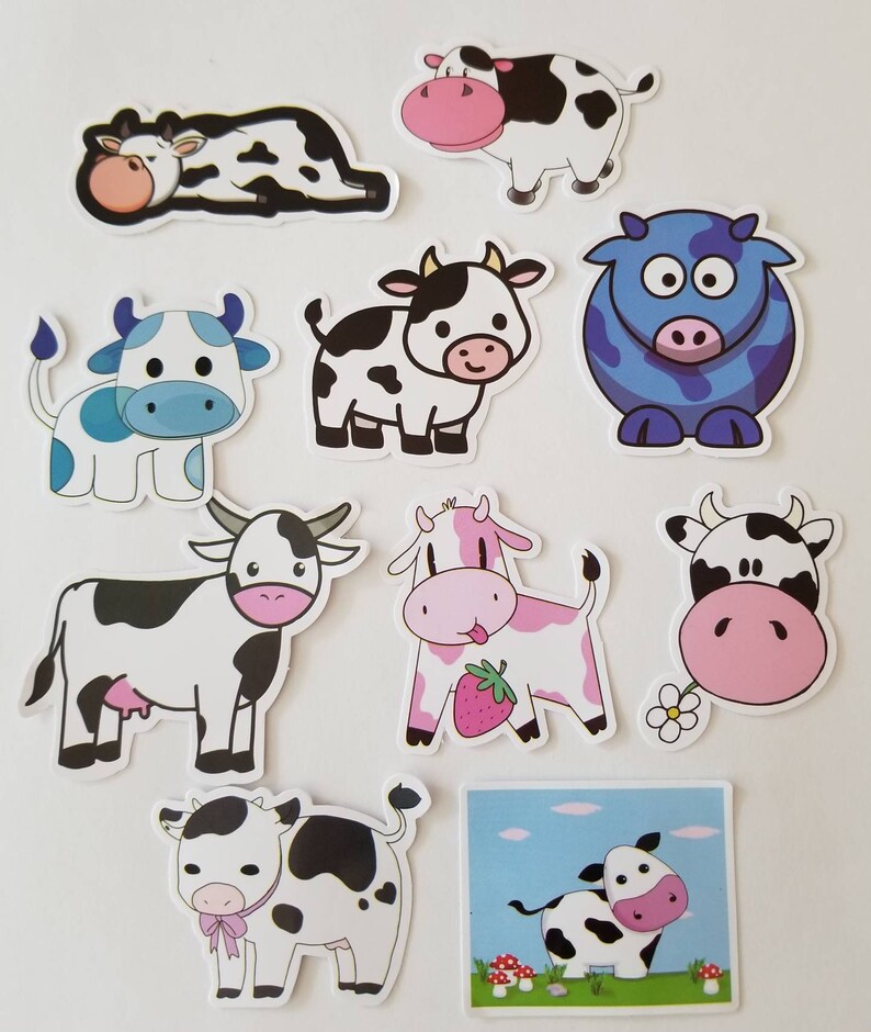 Cartoon Cow Stickers 10 Pack - Etsy