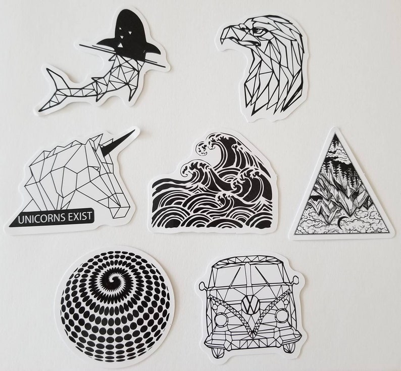 Black & White Geometric Pattern Stickers 10 Pack - Etsy