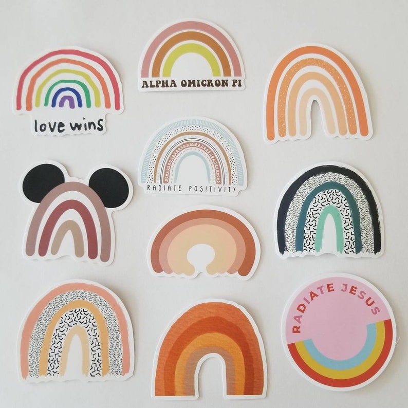 Rainbow Aesthetic Stickers 10 Pack - Etsy