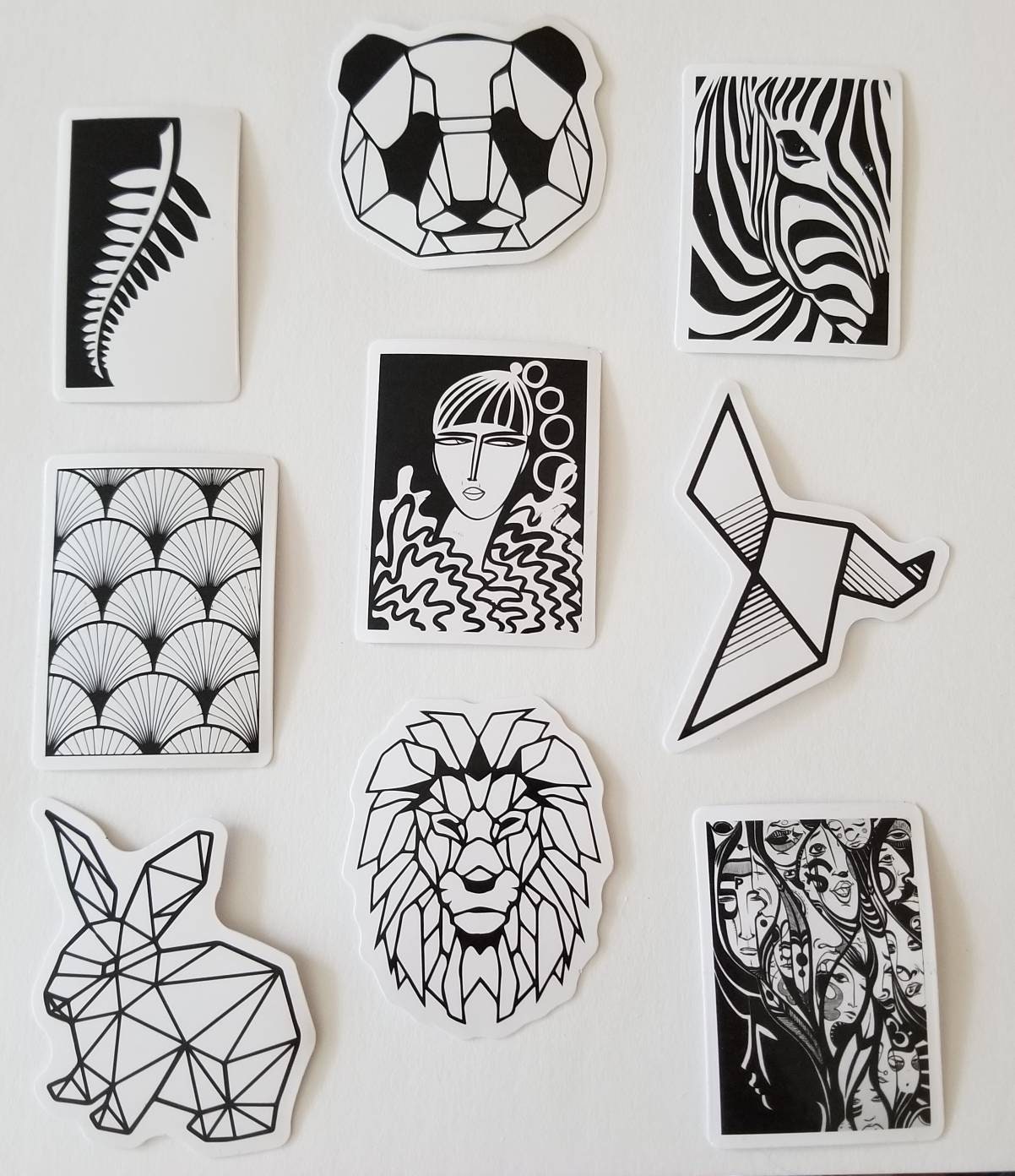 Black & White Geometric Pattern Stickers 10 Pack - Etsy