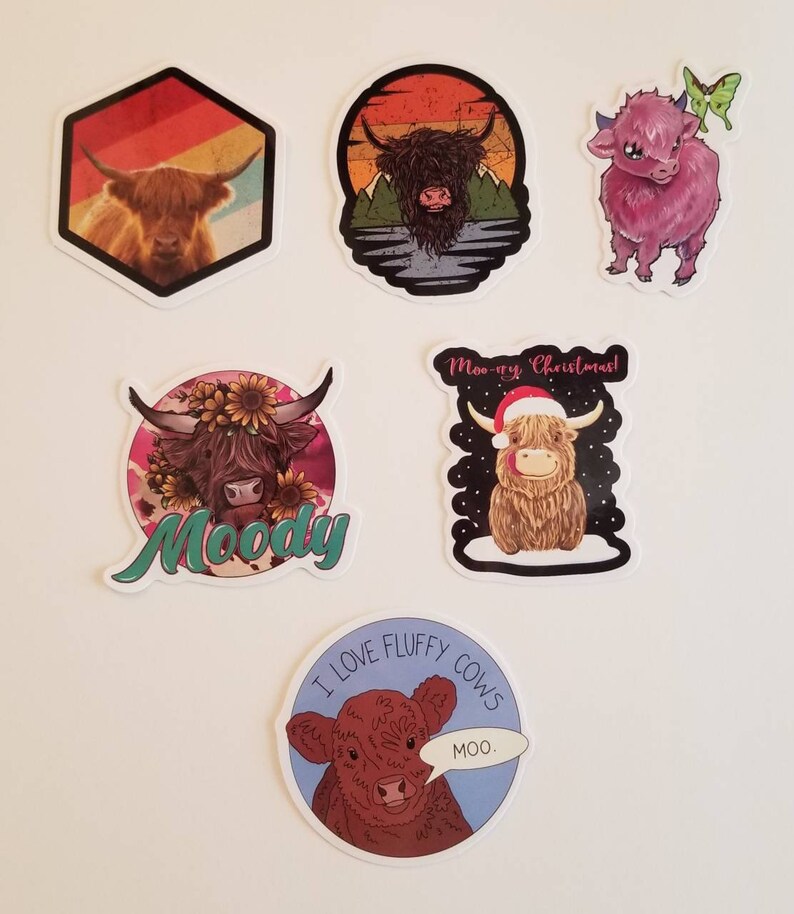 Highland Cow Stickers Pack of 10 - Etsy