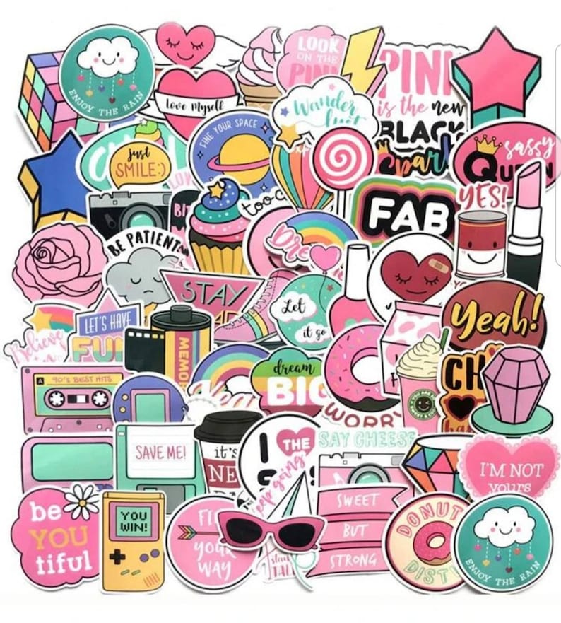 Cute Retro Stickers 10 Pack - Etsy