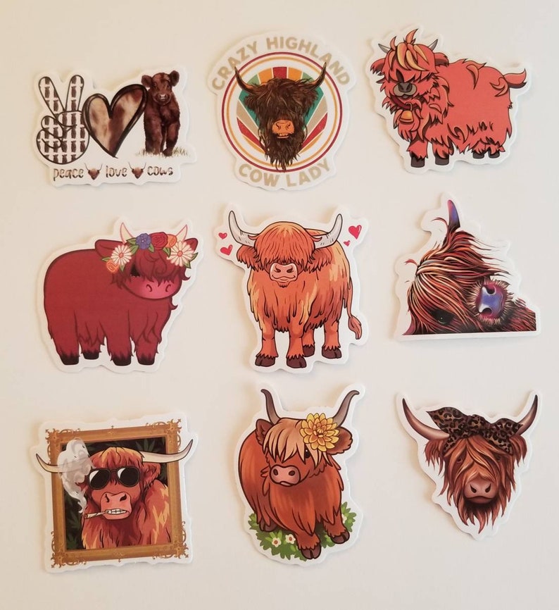 Highland Cow Stickers Pack of 10 - Etsy