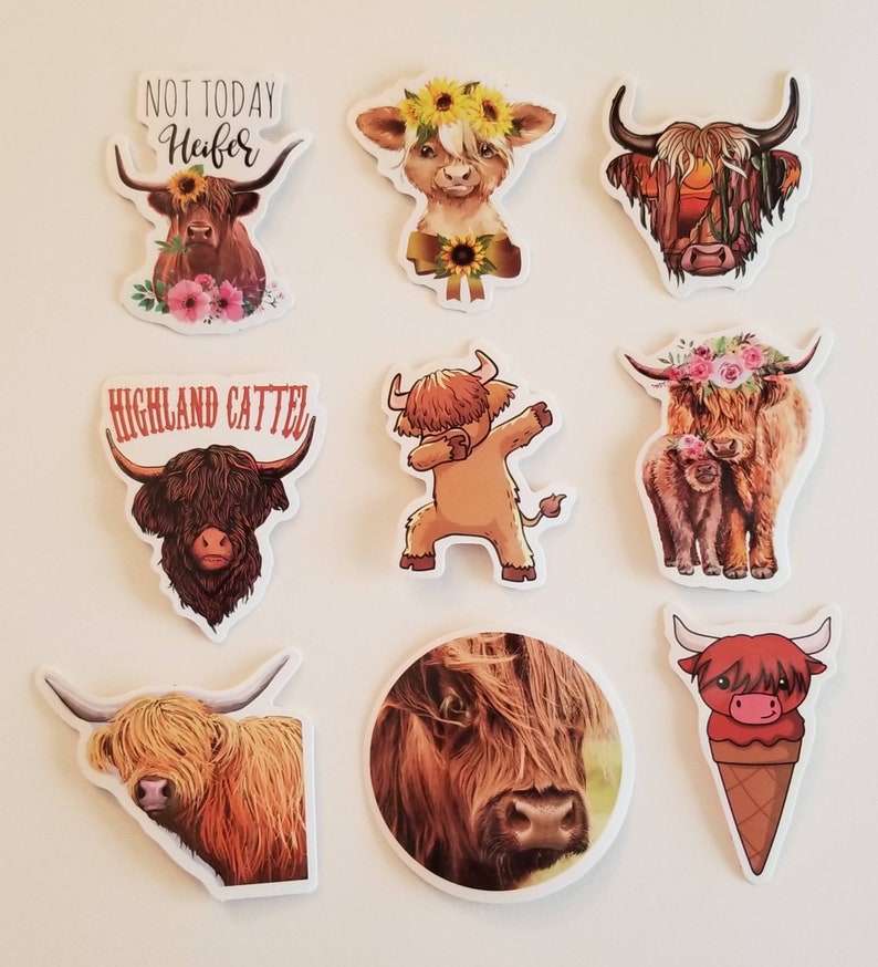 Highland Cow Stickers Pack of 10 - Etsy