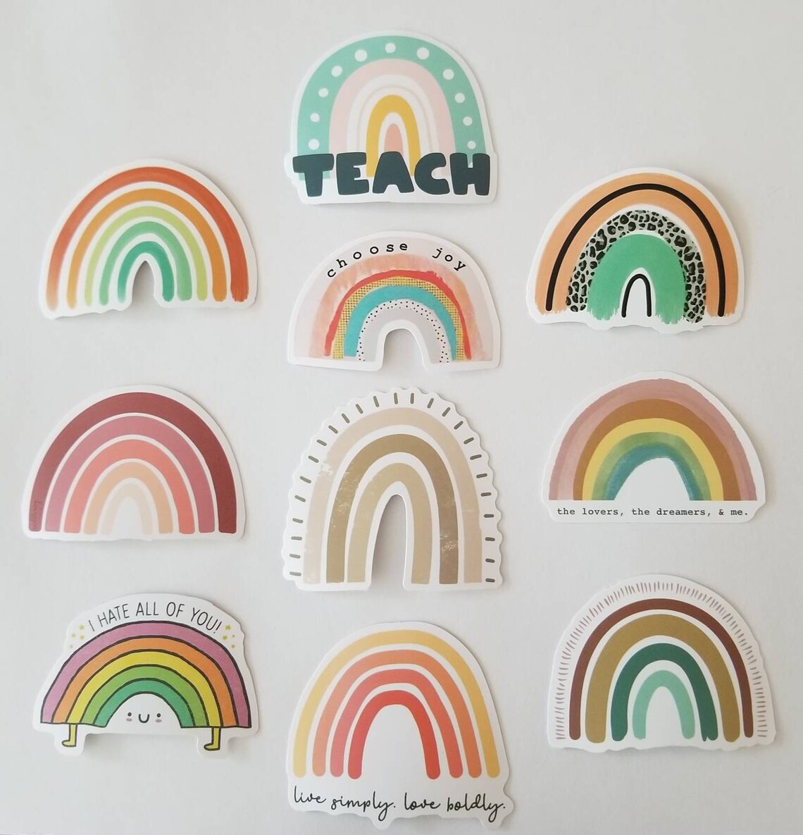 Rainbow Aesthetic Stickers 10 Pack - Etsy