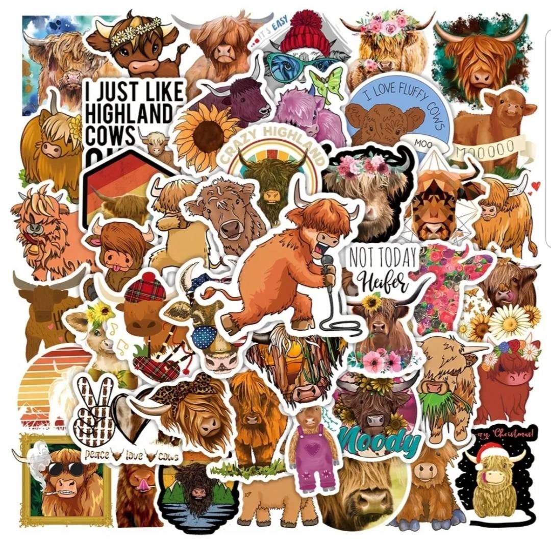 Highland Cow Stickers Pack of 10 - Etsy