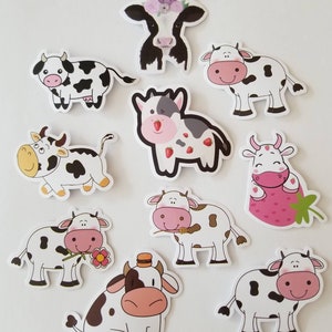 Cartoon Cow Stickers 10 Pack - Etsy
