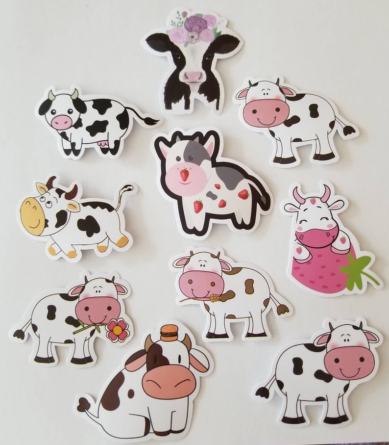 Cartoon Cow Stickers 10 Pack - Etsy