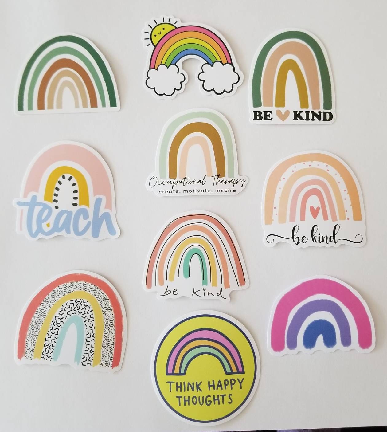 Rainbow Aesthetic Stickers 10 Pack - Etsy