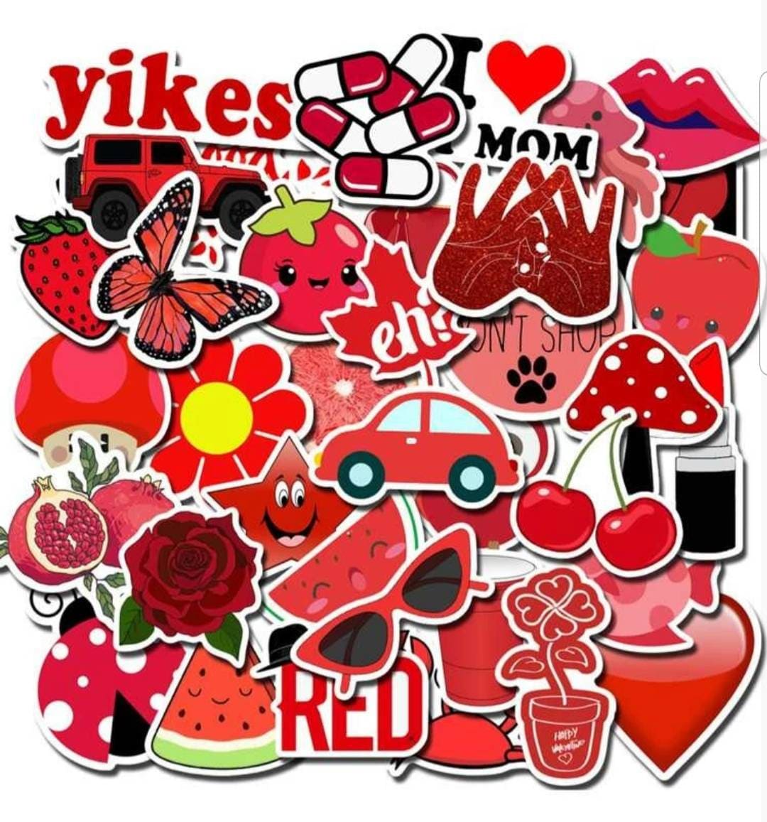 Red Aesthetic Stickers Pack of 10 - Etsy