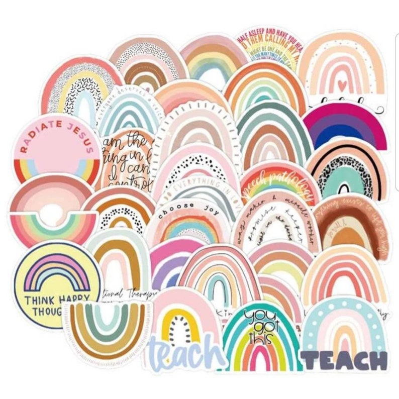 Rainbow Aesthetic Stickers 10 Pack - Etsy