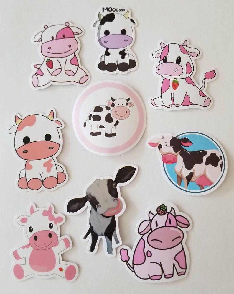 Cartoon Cow Stickers 10 Pack - Etsy