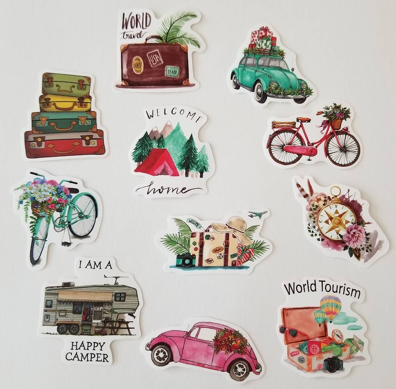 Vintage Travel Stickers 10 Pack - Etsy