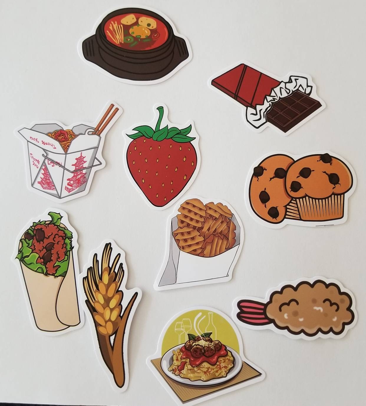 Cartoon Food Stickers 10 Pack - Etsy