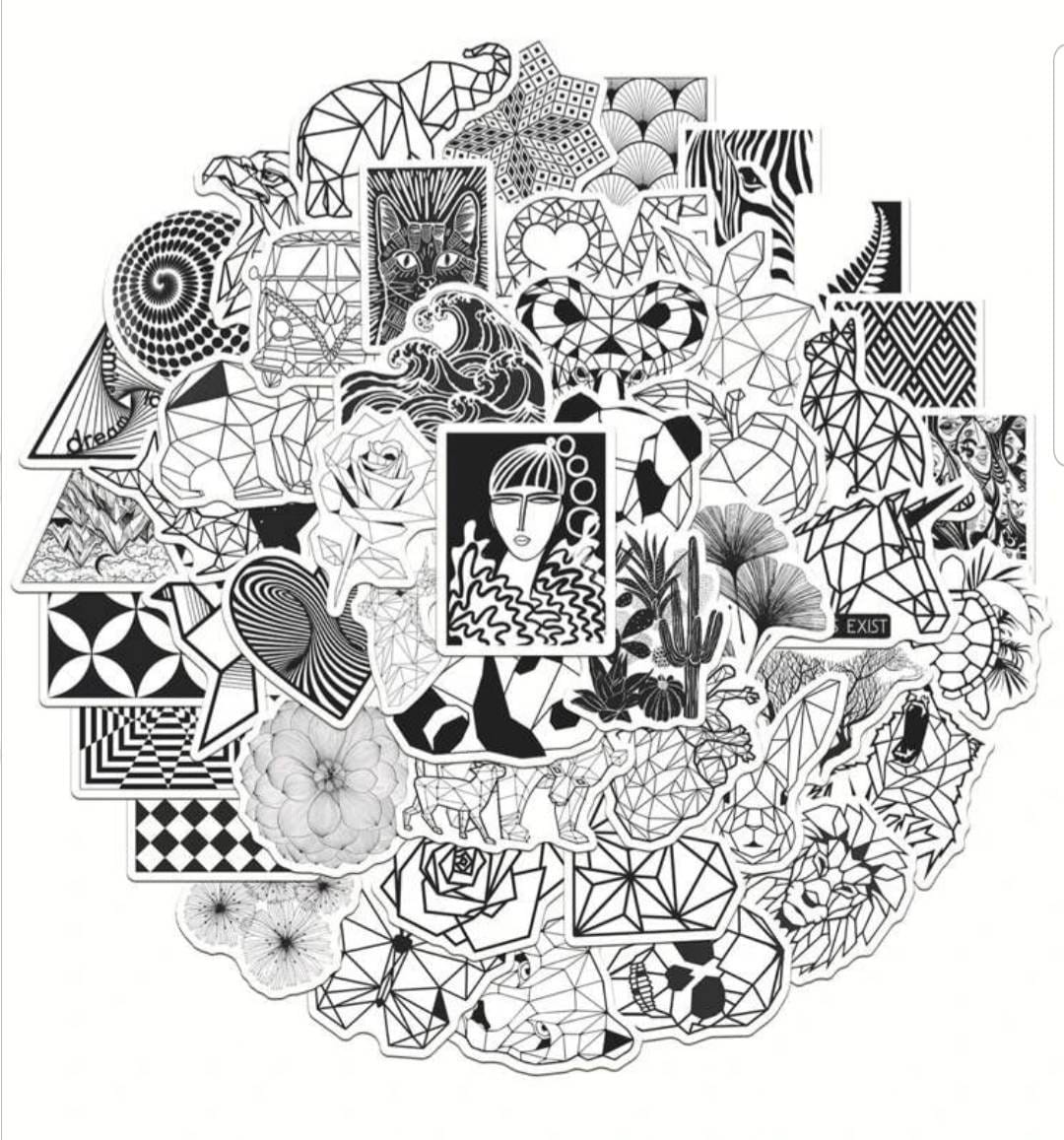 Black & White Geometric Pattern Stickers 10 Pack - Etsy