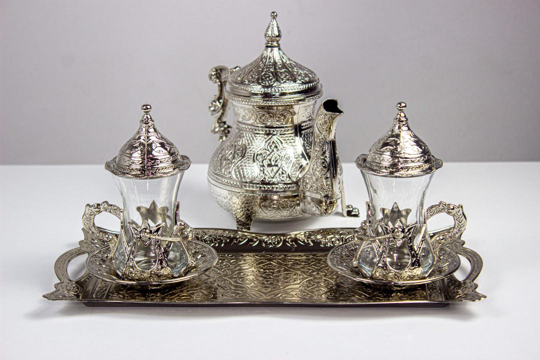 Turkish Tea Set for 2-person, Copper & Zinc Alloy - Etsy