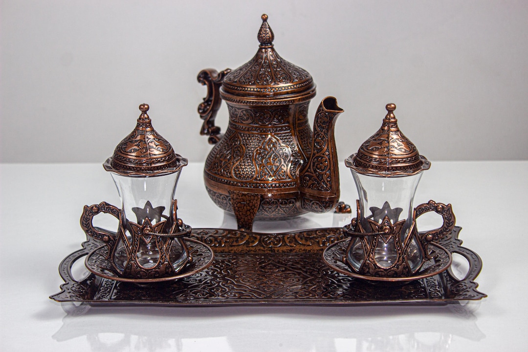 Turkish Tea Set for 2-person, Copper & Zinc Alloy - Etsy