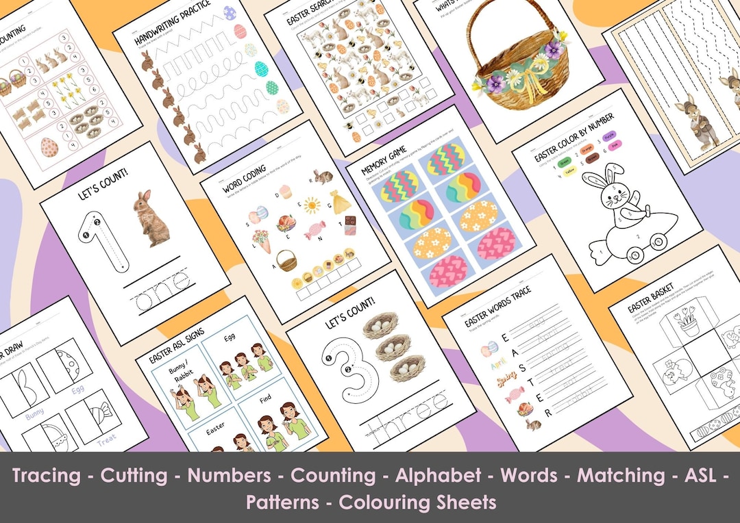 Easter Pre-k & Kindergarten Worksheet Bundle 40 Pages Printable ...