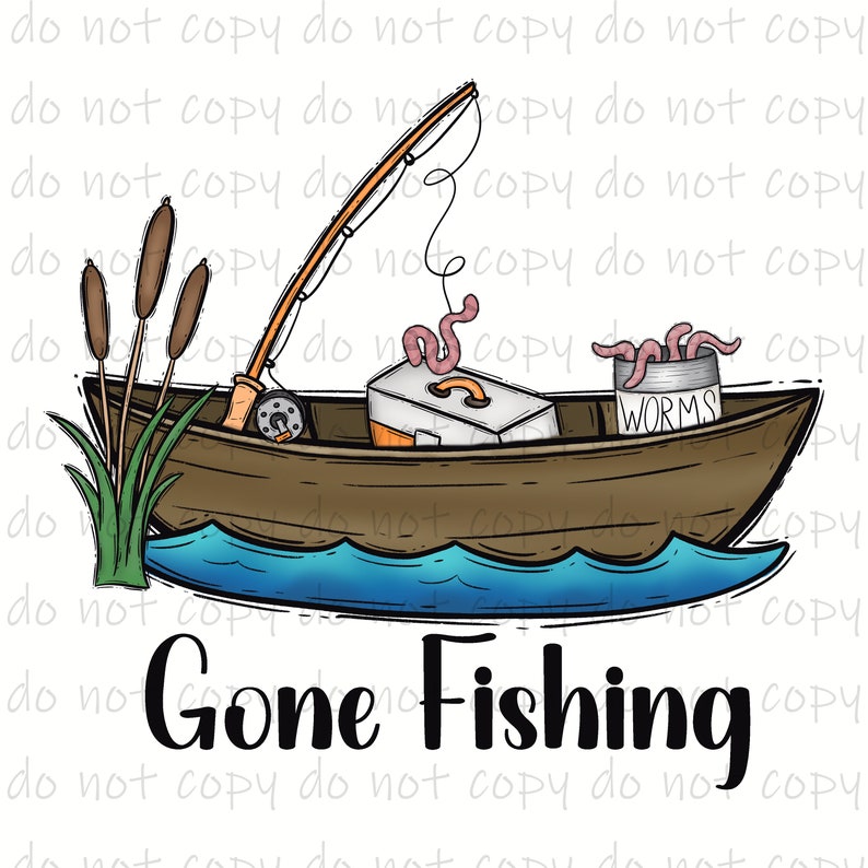 Gone Fishing Clipart: Boat, Worms, Rod (digital Download) - Etsy