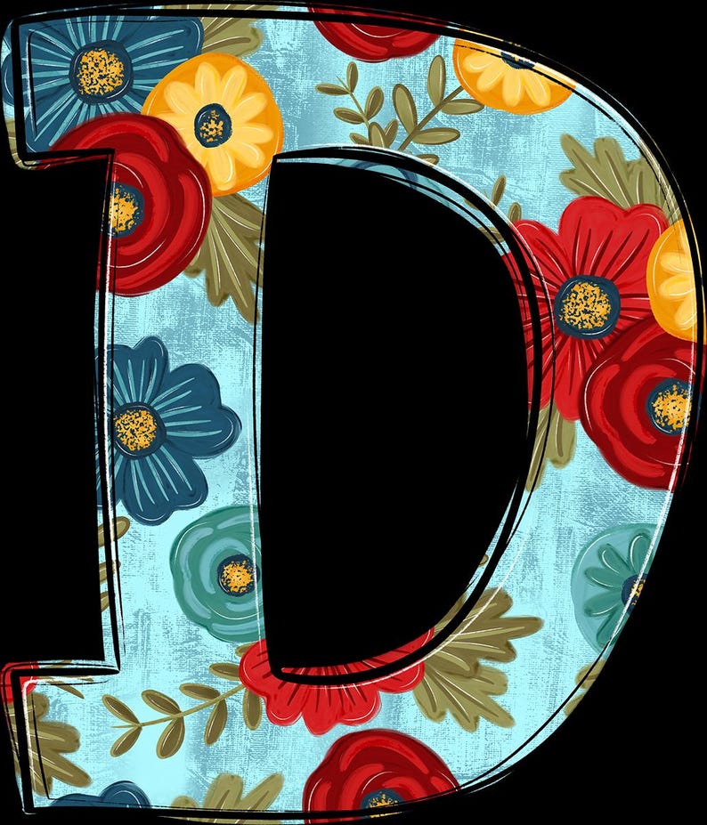 BLUE FLORAL LETTERS A-Z - Etsy