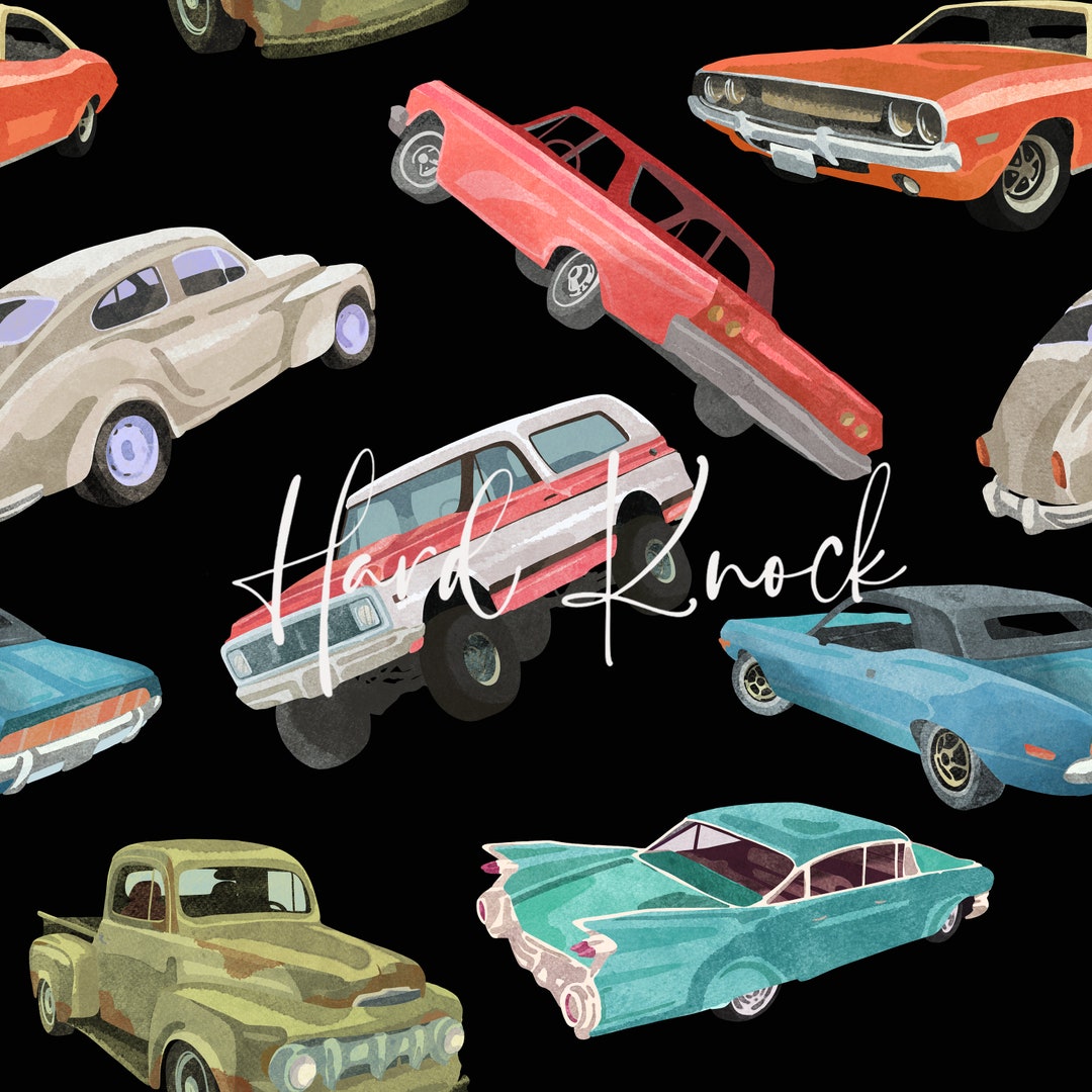 Vintage Cars Seamless Pattern: Classic Car Digital Paper (PNG, PSD) - Etsy